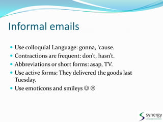 Formal and Informal Language in Emails | PPTX
