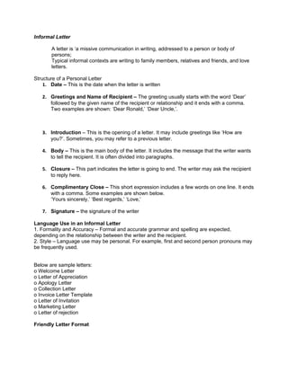 Formal and informal letter | DOC