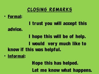Formal and informal letters | PPT