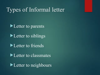Formal and Informal Letter writing for EFL learners | PPTX