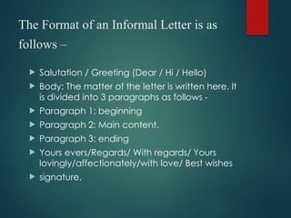 Formal and Informal Letter writing for EFL learners | PPTX