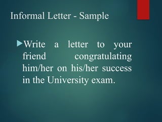 Formal and Informal Letter writing for EFL learners | PPTX