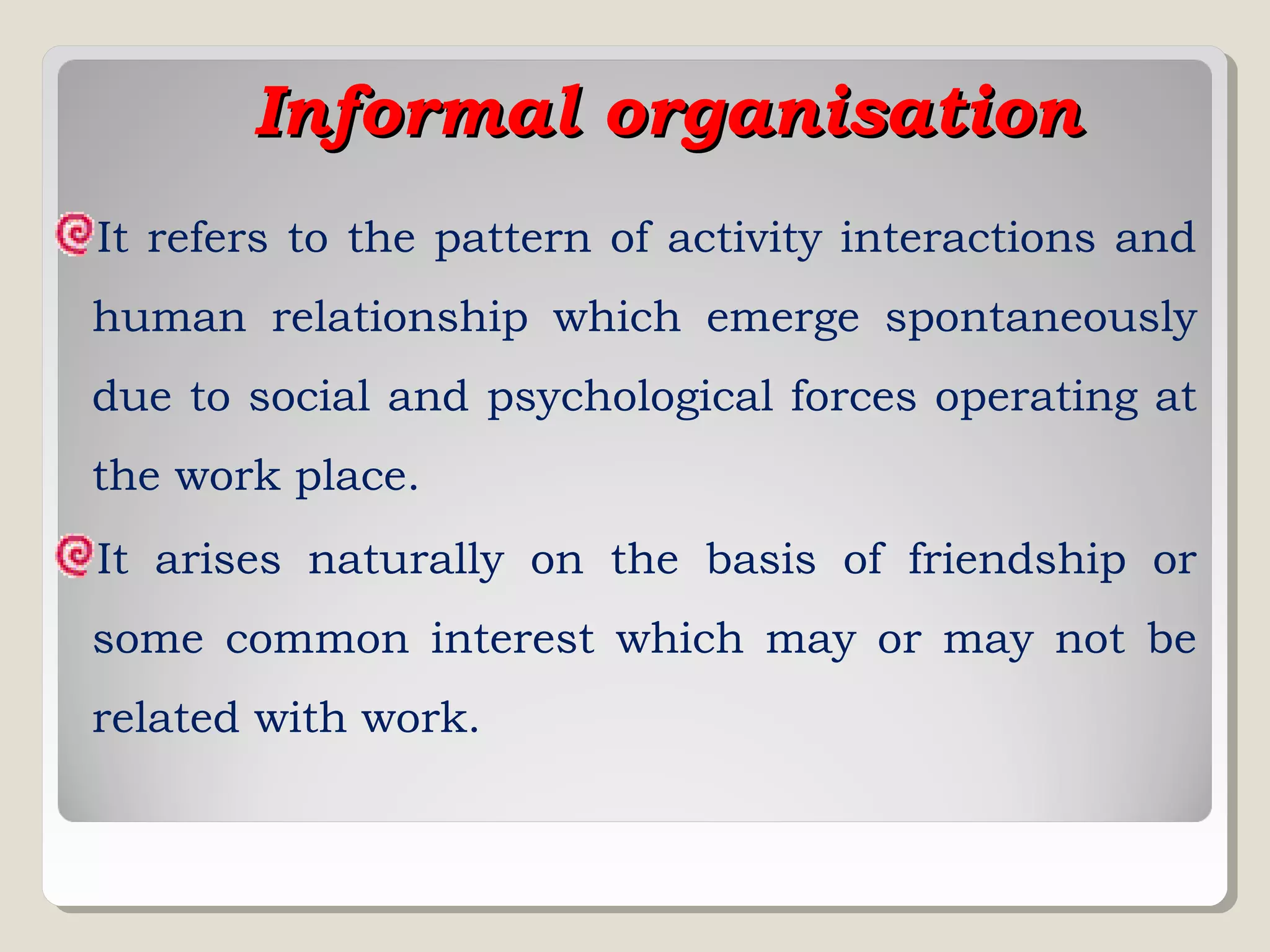 formal and informal organisation ppt | PPT