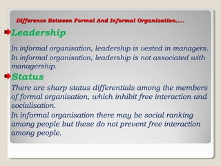 formal and informal organisation ppt | PPT