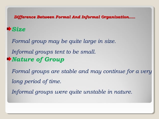 formal and informal organisation ppt | PPT | Business and Finance