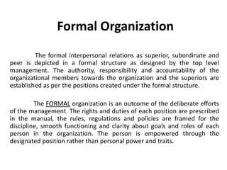 Formal and informal organizational structure | PPT