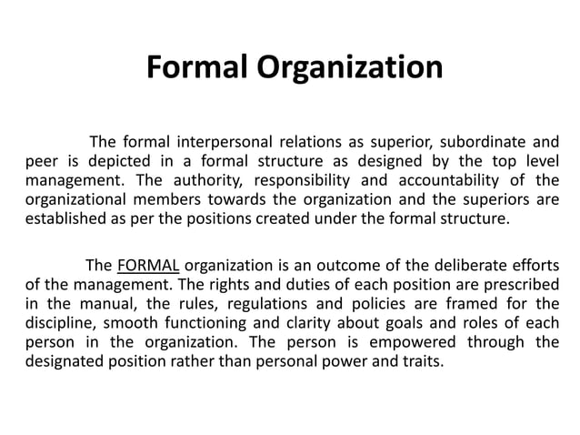 Formal and informal organizational structure | PPT