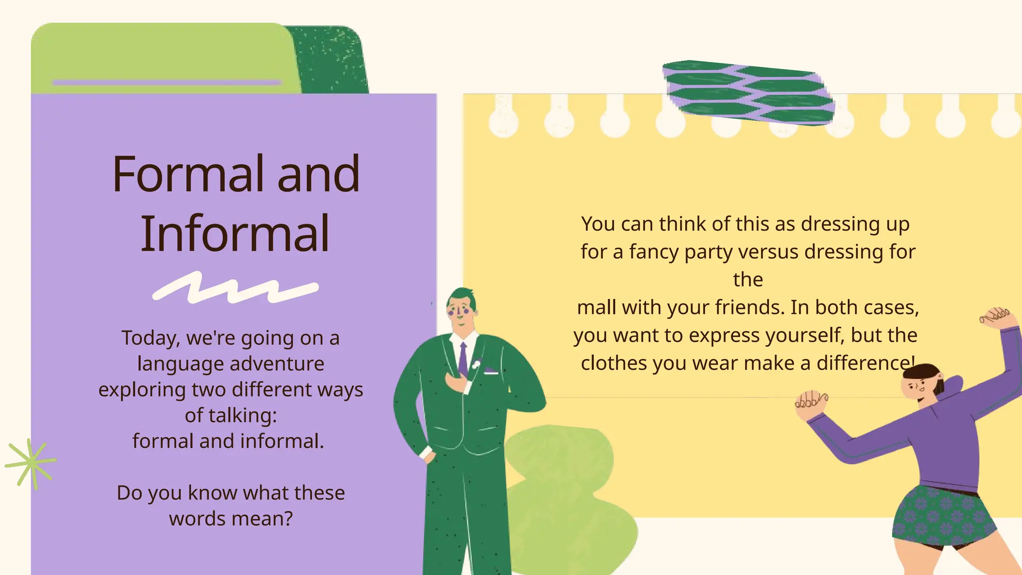 Formal and Informal Registers Education Presentation in Green Yellow ...