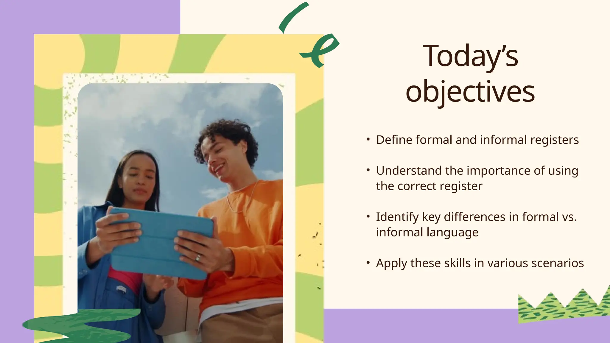 Formal and Informal Registers Education Presentation in Green Yellow ...