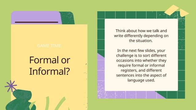 Formal and Informal Registers Education Presentation in Green Yellow ...