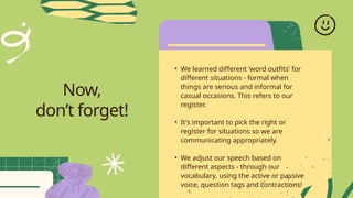 Formal and Informal Registers Education Presentation in Green Yellow ...