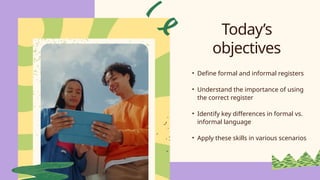 Formal and Informal Registers Education Presentation in Green Yellow ...