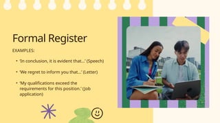 Formal and Informal Registers Education Presentation in Green Yellow Bright and Colorful Collage ...