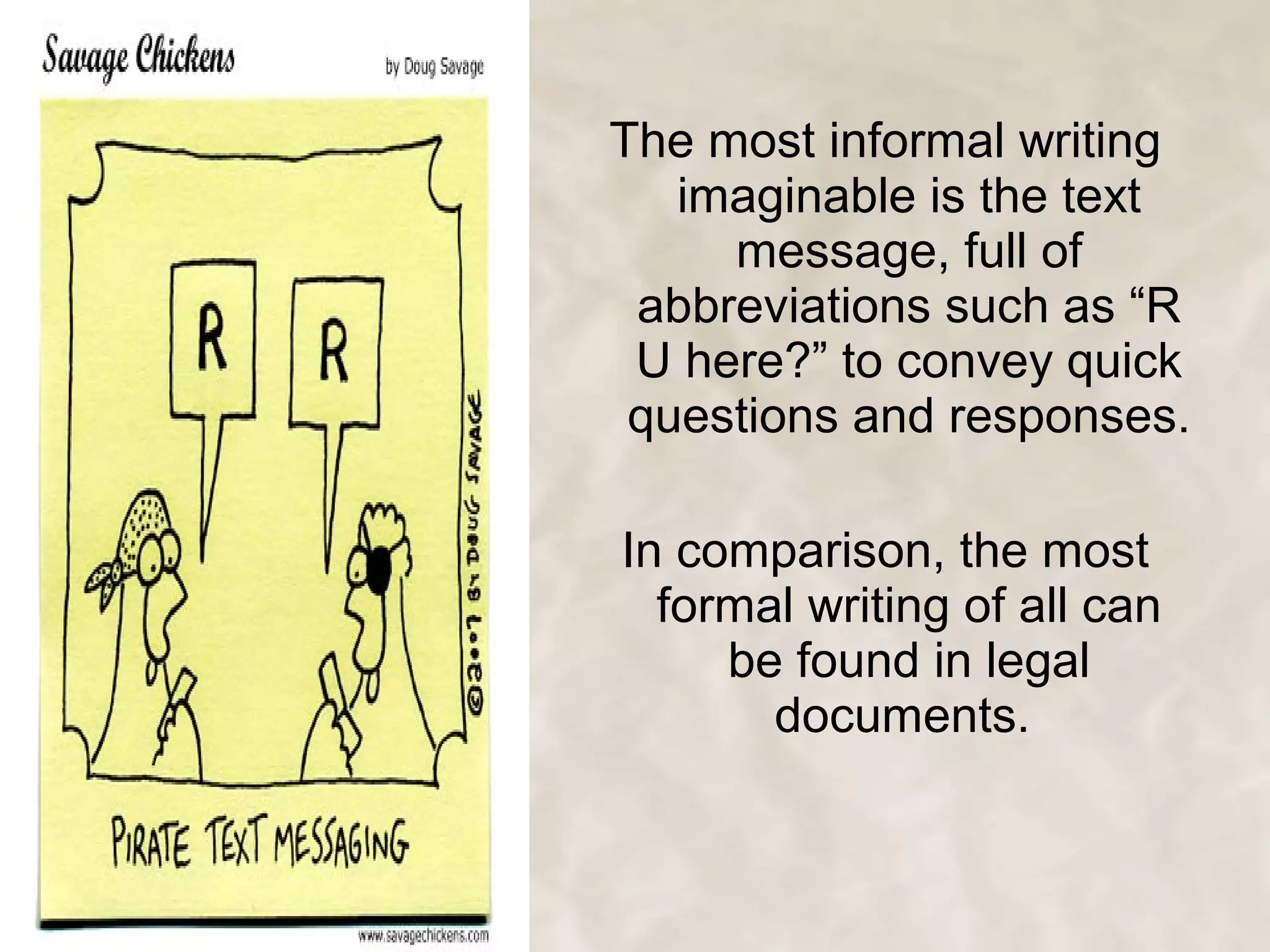 Formal and informal writing power point | PPT