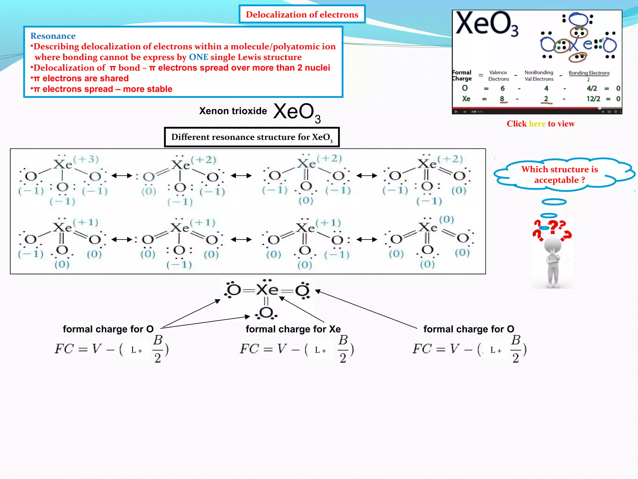 IB Chemistry on Resonance, Delocalization and Formal Charges | PPT