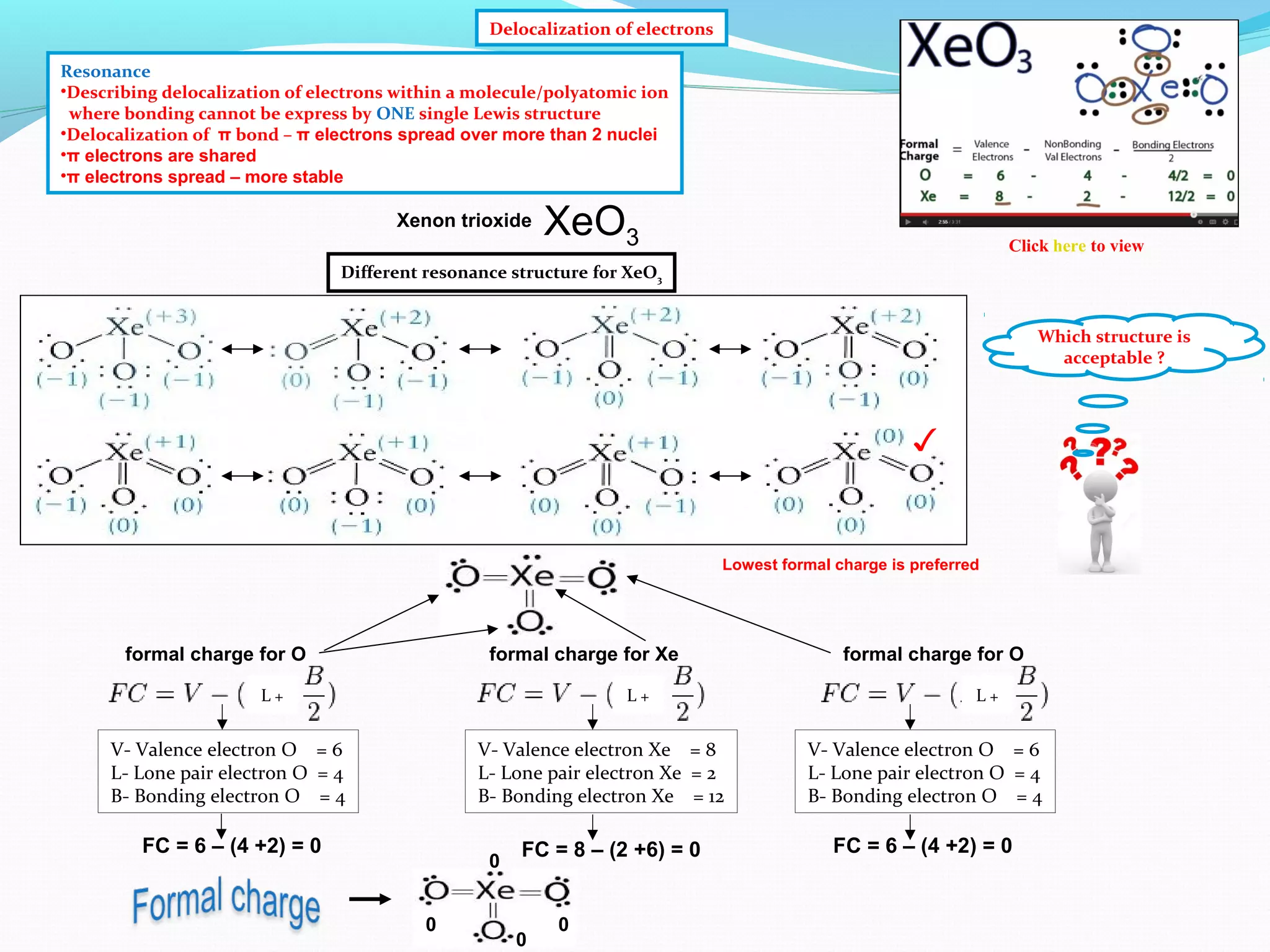 IB Chemistry on Resonance, Delocalization and Formal Charges | PPT