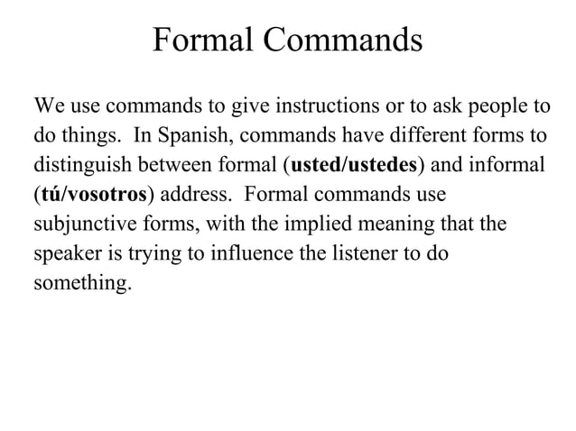 Formal commands | PPT