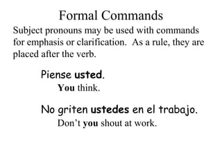 Formal commands | PPT