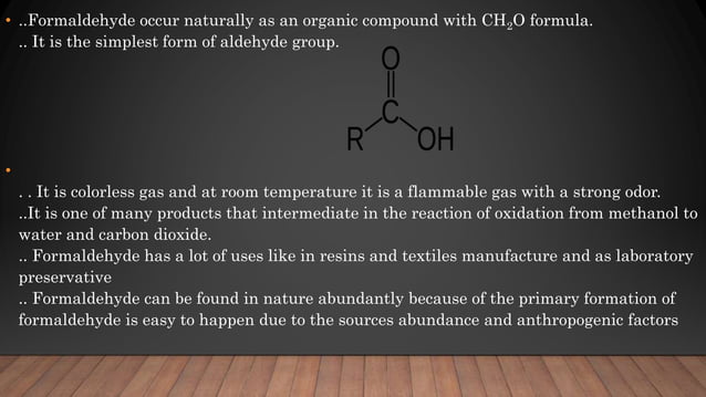 Formaldehyde | PPTX | Chemistry | Science