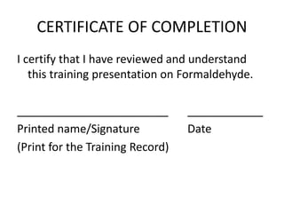 Formaldehyde Awareness Training and process.pptx