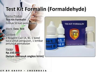 Formaldehyde test kit Murah | PPT