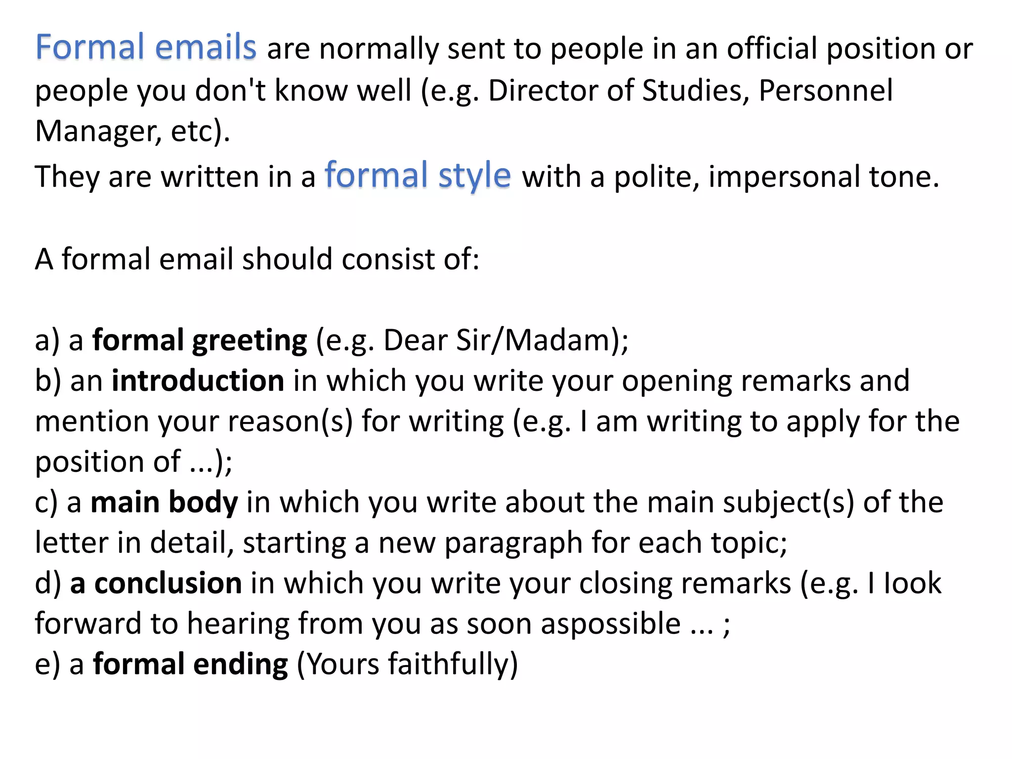 How to write a formal email | PPTX