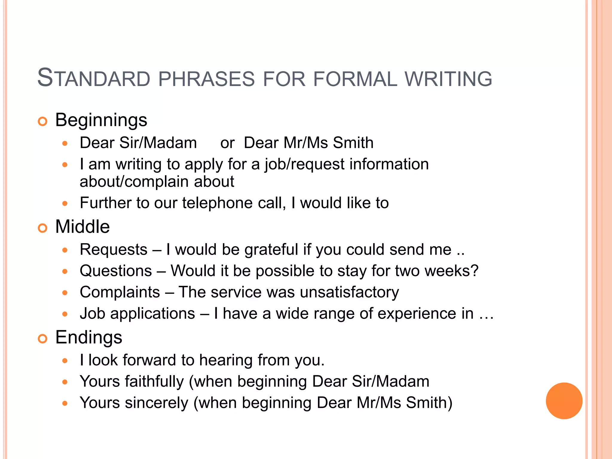Formal emails and letters | PPTX