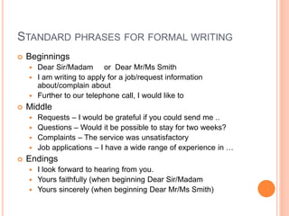 Formal emails and letters | PPTX