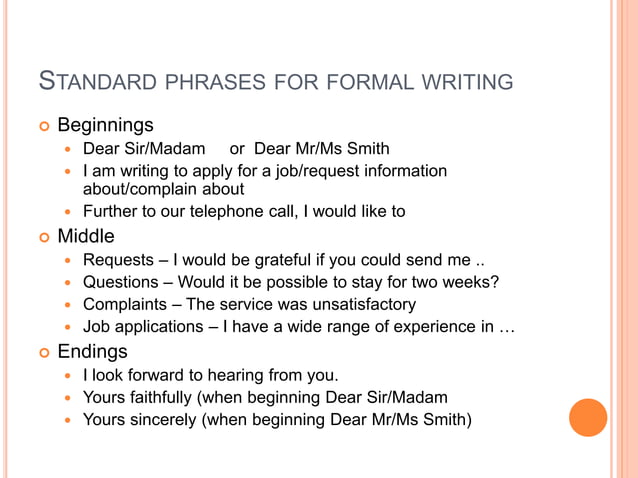 Formal emails and letters | PPT