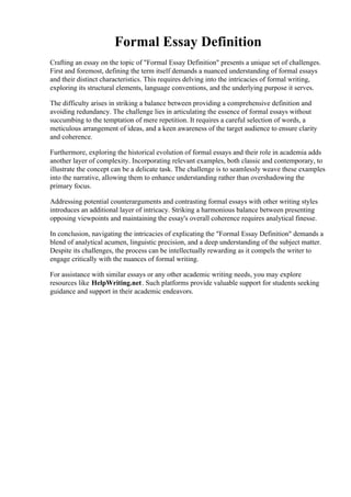 Formal Essay Definition. Best Formal Essay Definition Thatsnotus | PDF ...