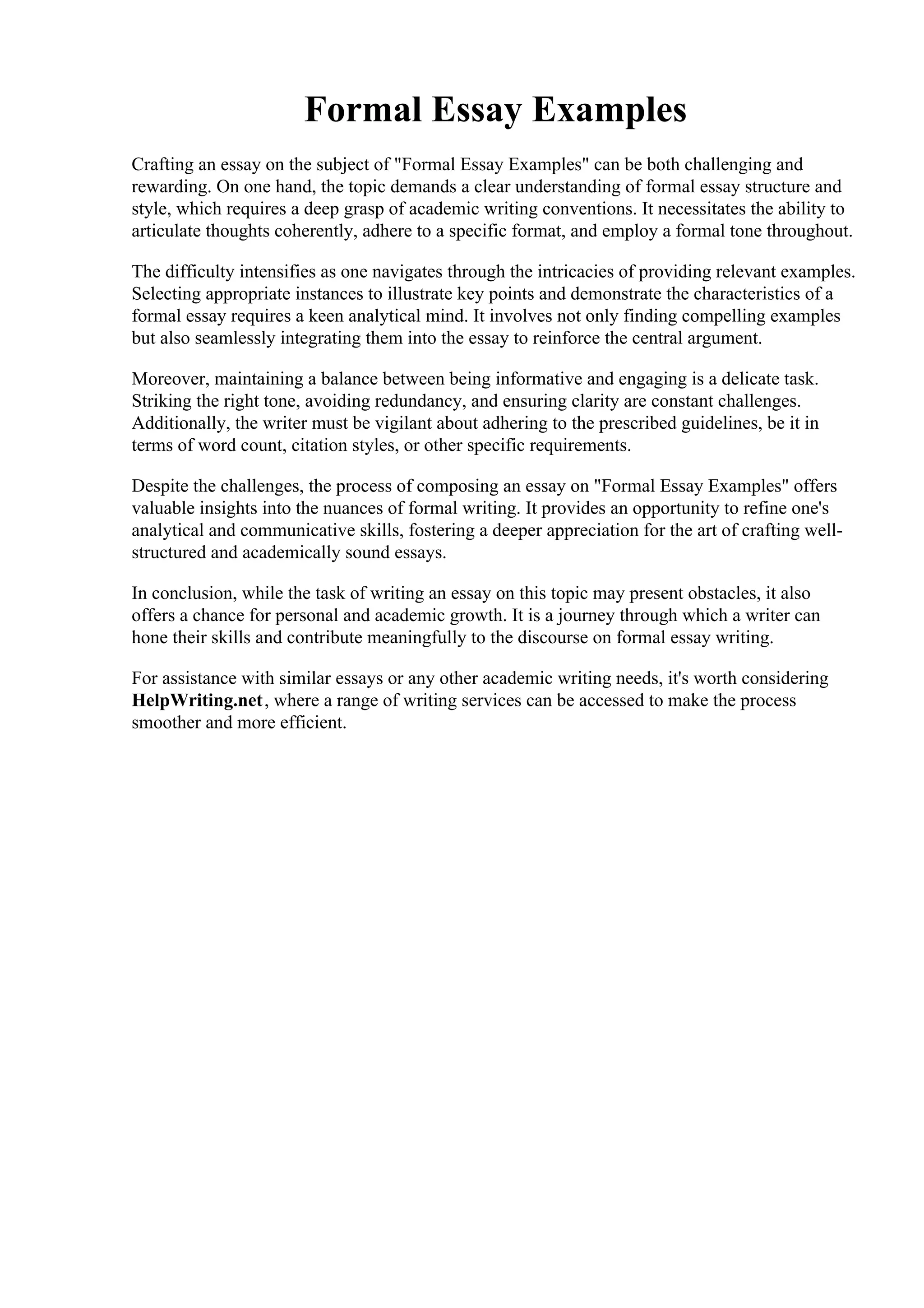 Formal Essay Examples | PDF