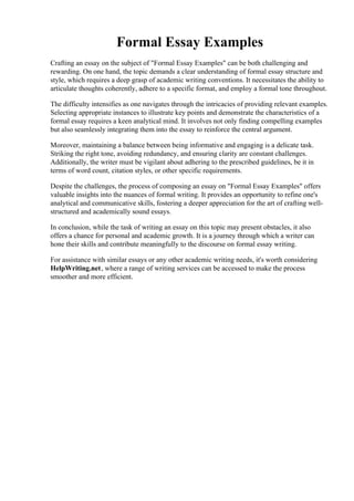 Formal Essay Examples | PDF