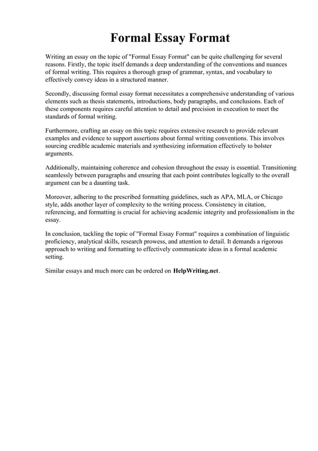 Formal Essay Format | PDF