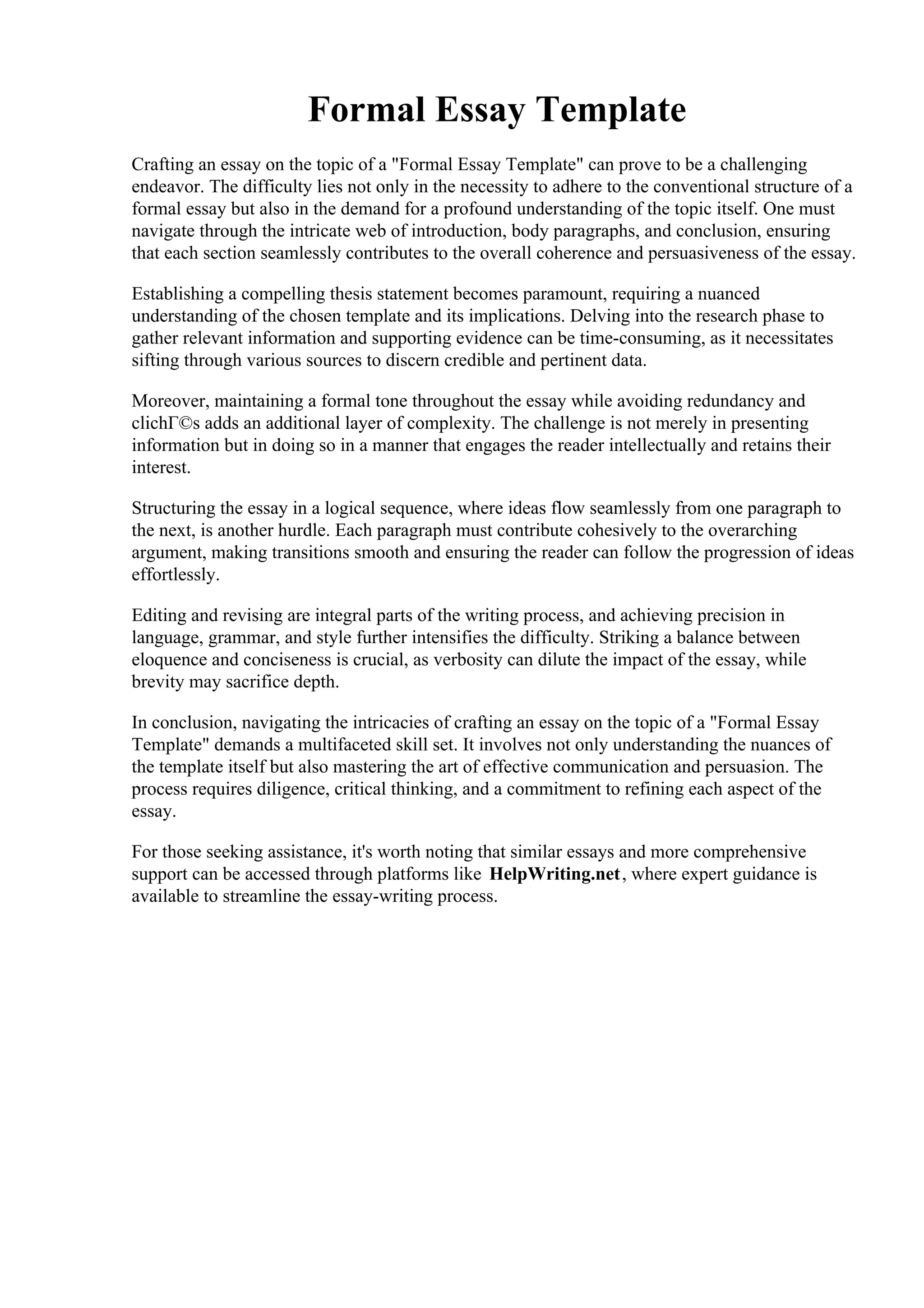 Formal Essay Template | PDF