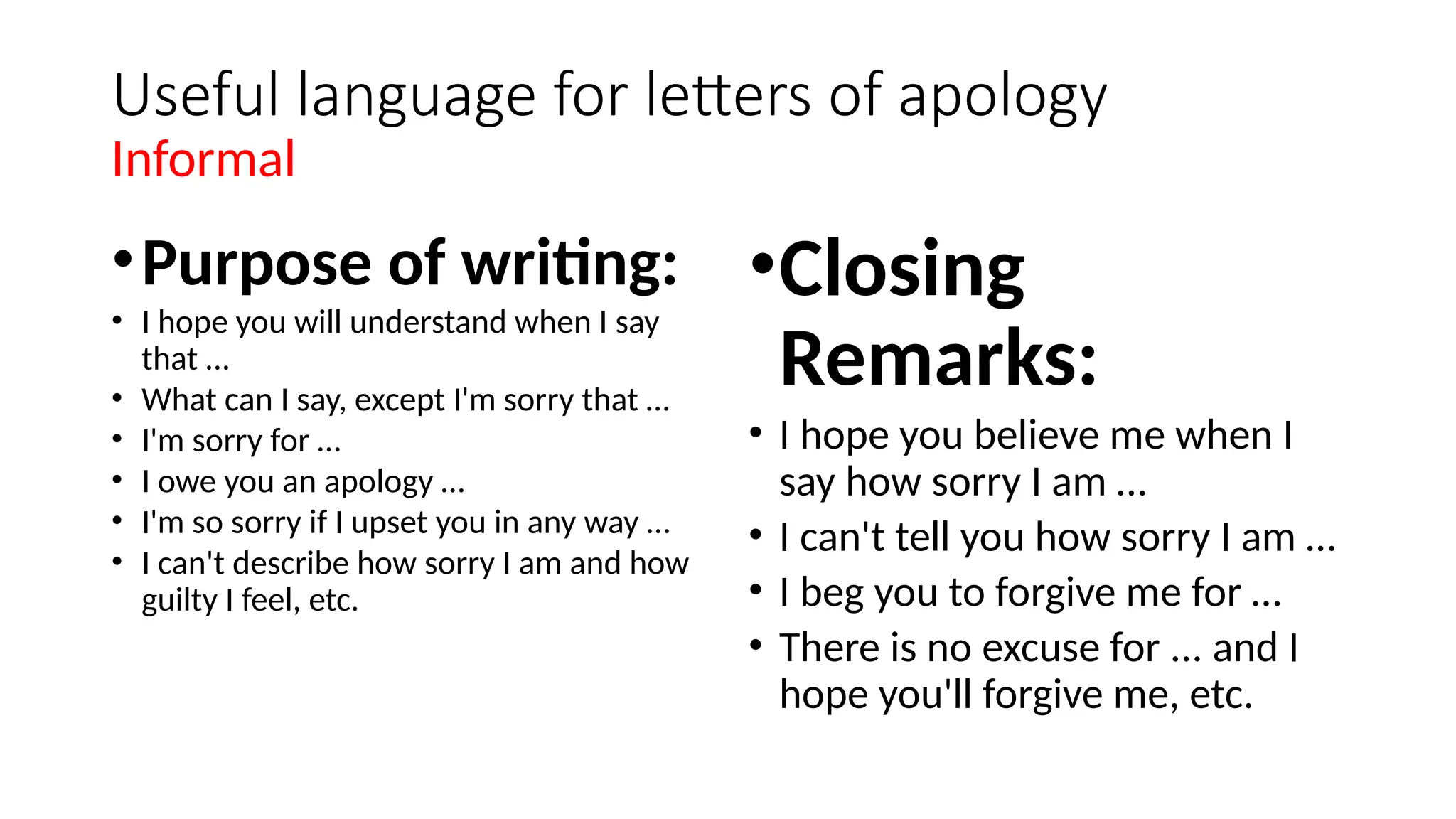 Formal Informal Apology letter.pptxvvvvv | PPTX