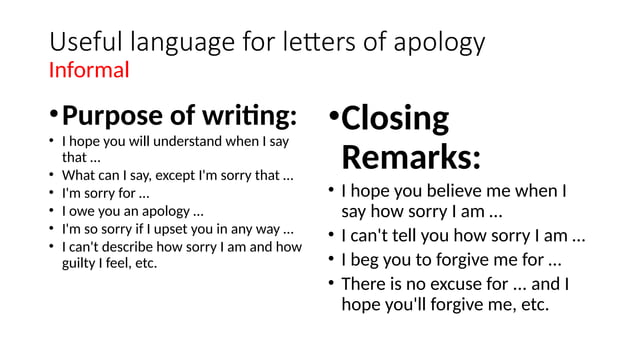 Formal Informal Apology letter.pptxvvvvv | PPTX