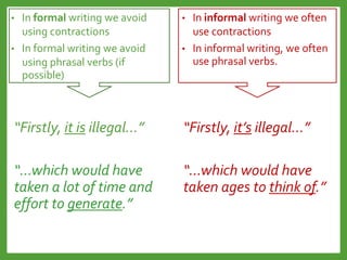 Formal informal & plagiarism | PPTX