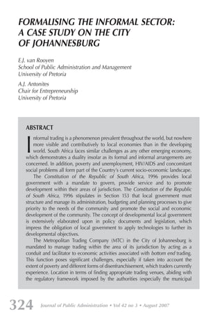 Formalising the informal sector jhb | PDF