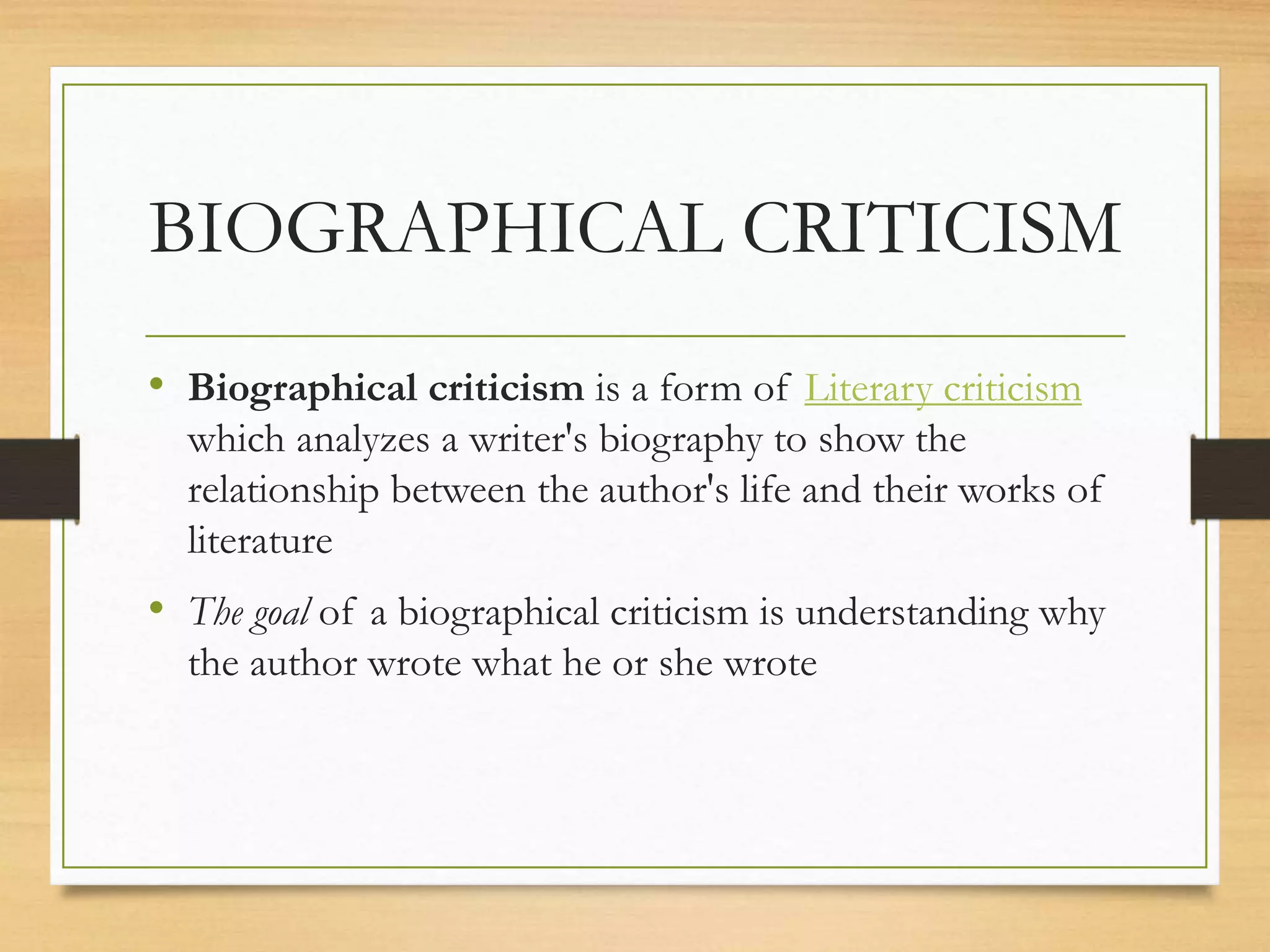 Formalism and biographical criticism | PPTX