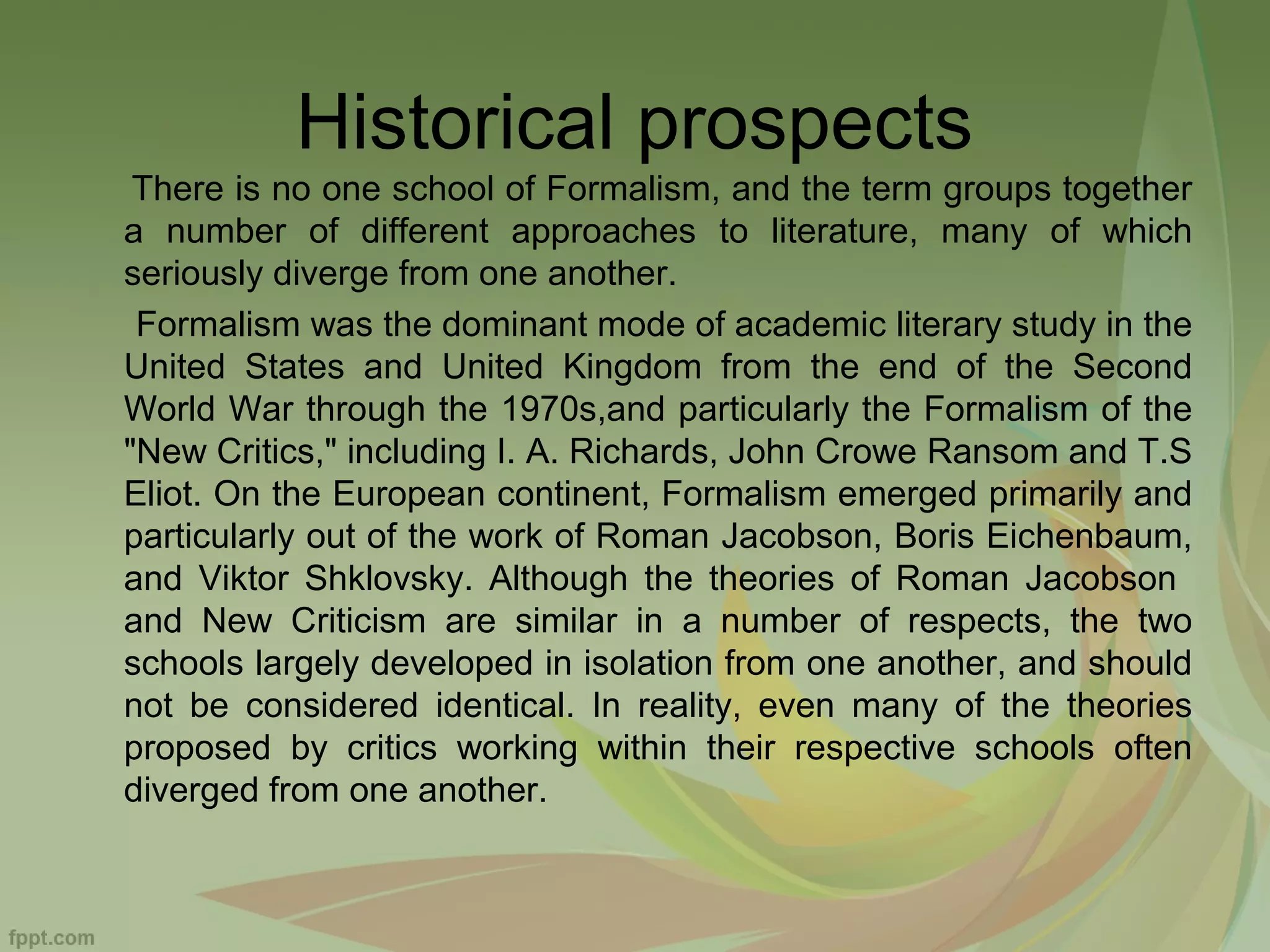 Formalism presentation | PPT