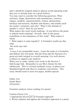 Formalist Criticism is a school of thought that focuses on the for.docx