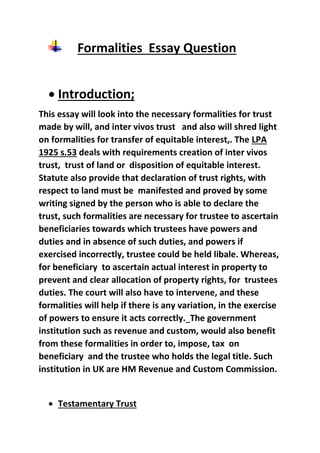 Formalities Essay Question Exam 2023.docx