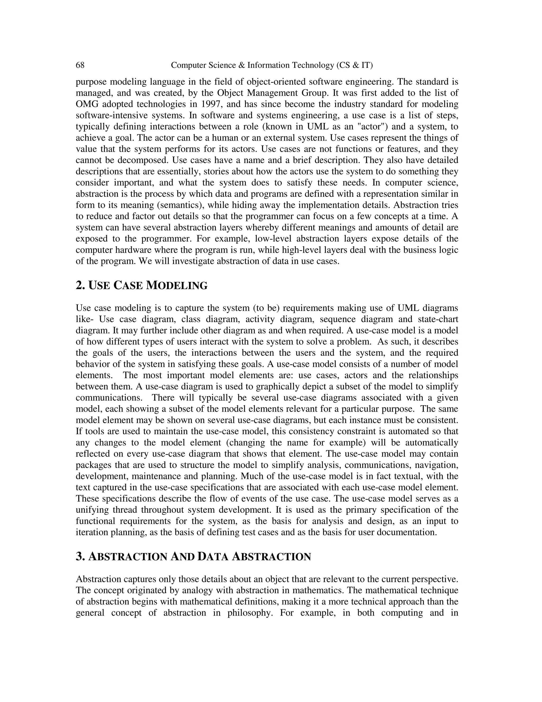 Formalization And Data Abstraction During Use Case Modeling In Object Oriented Analysis And Design