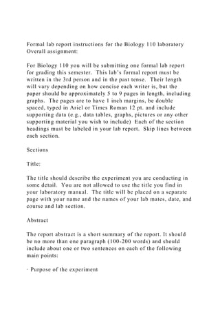 Formal lab report instructions for the Biology 110 laboratoryOve.docx