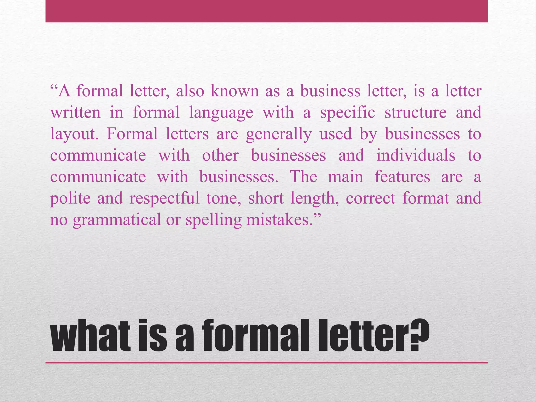Formal letters | PPT