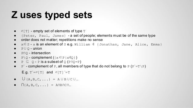 Formal methods 4 - Z notation