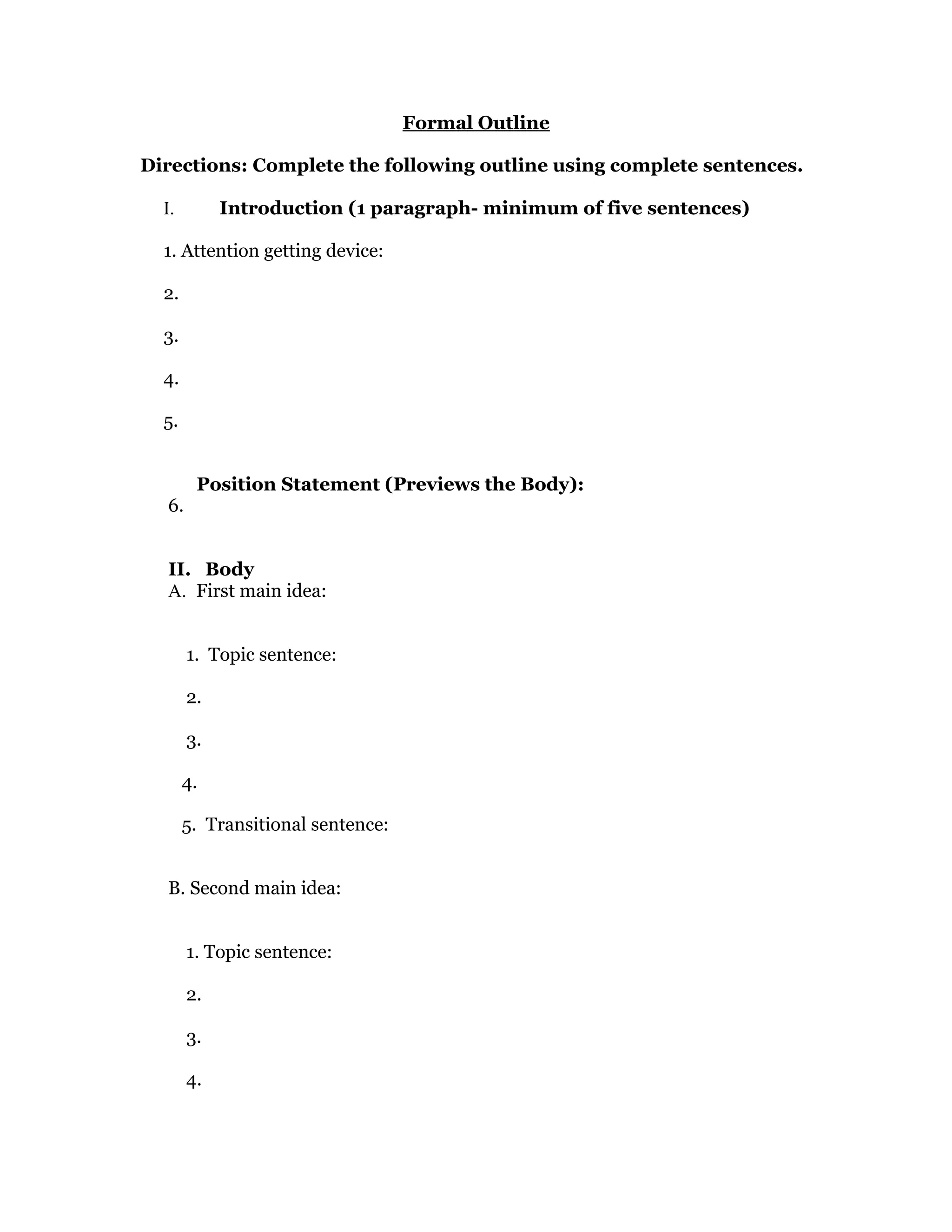 Formal outline | DOC