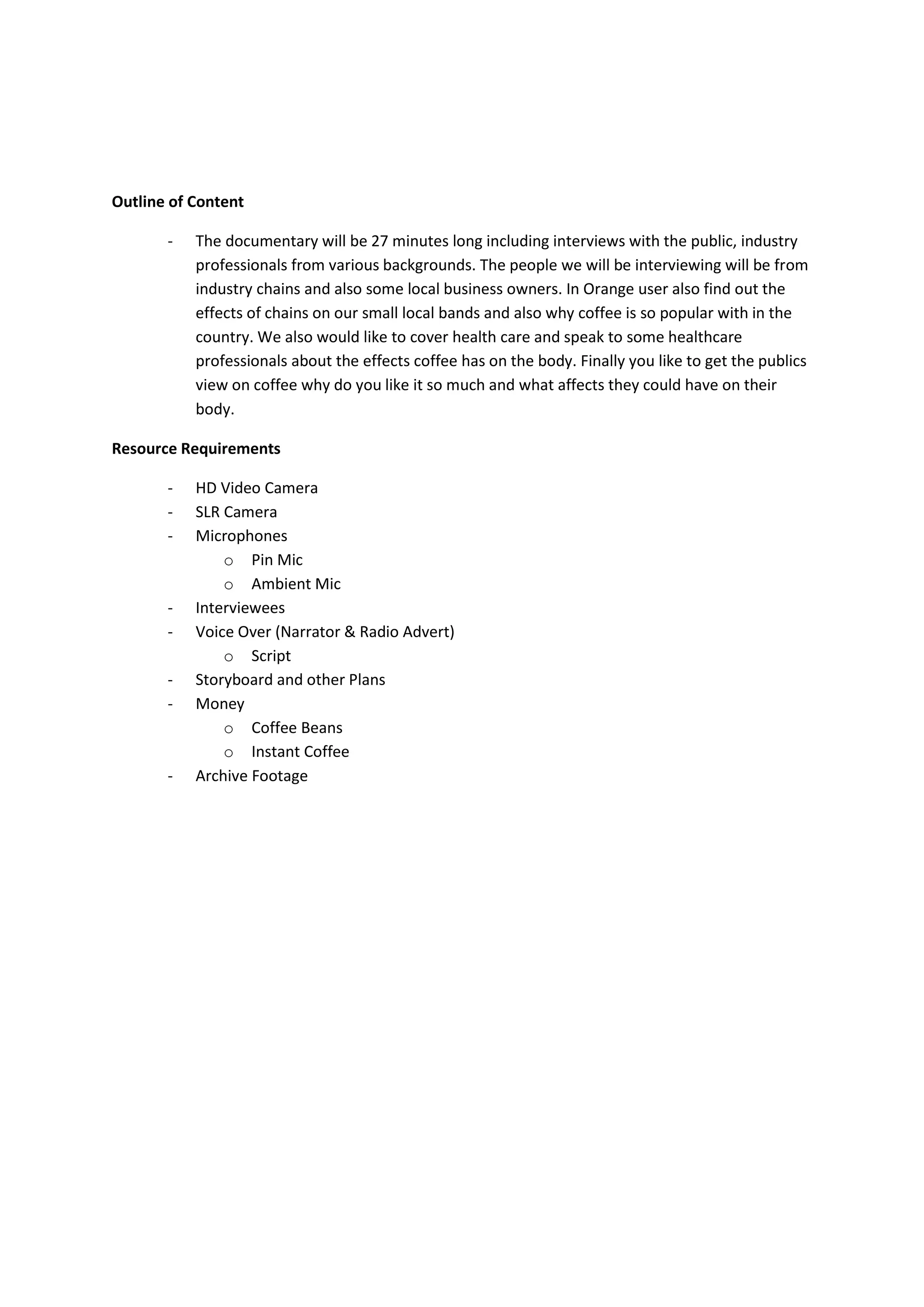 Formal proposal for Documentary | DOCX