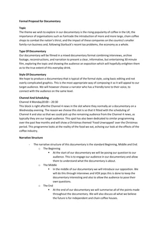 Formal proposal for Documentary | PDF
