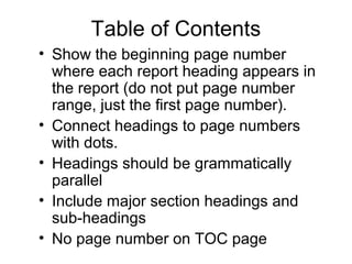 Formal report components | PPT